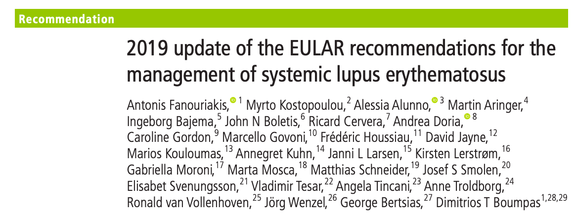 Lupus 2019 EULAR – Medicina Cardiometabólica
